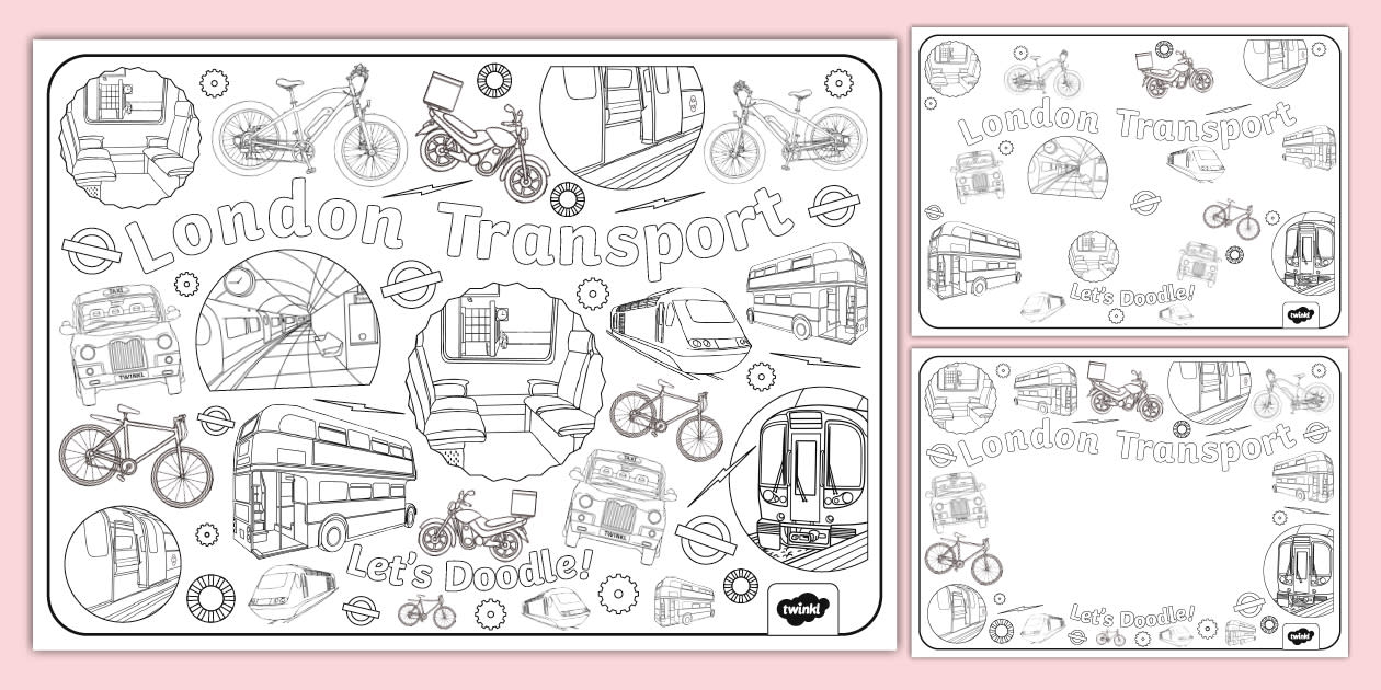 London Transport Doodle Colouring Pages - Twinkl - KS1