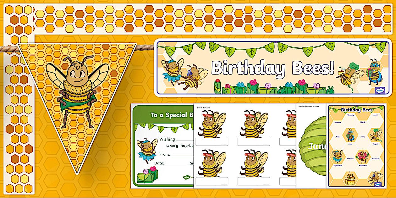 Birthday Bees Classroom Display Pack (Teacher-Made) - Twinkl