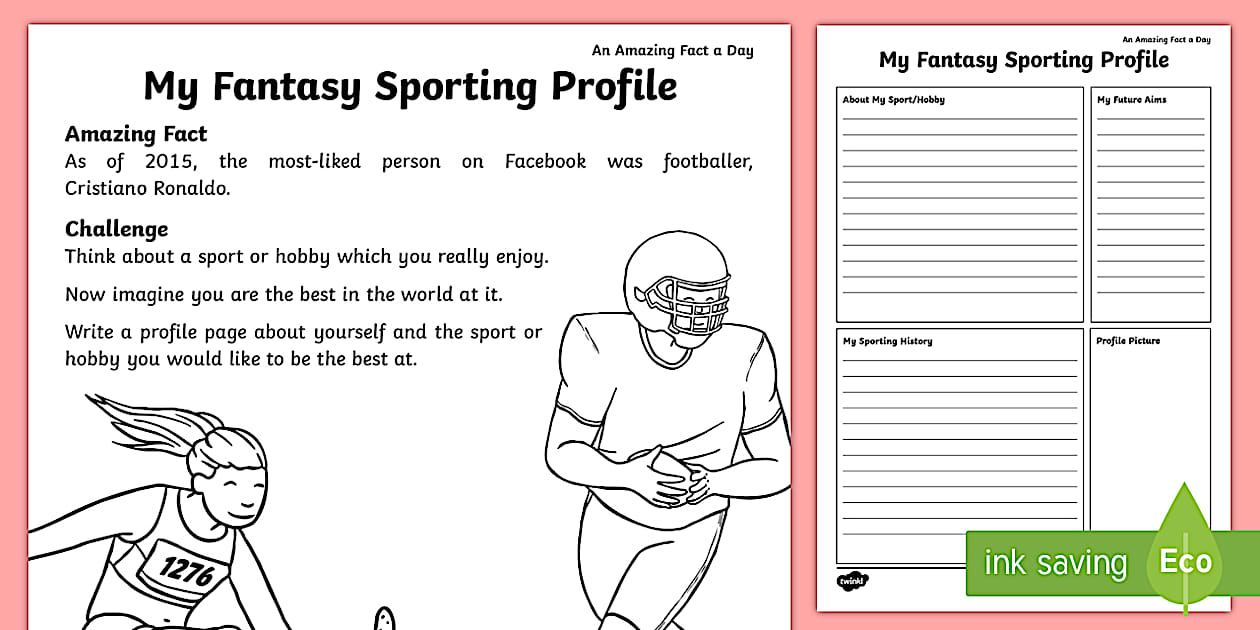 My Fantasy Sporting Profile Worksheet / Worksheet - Twinkl