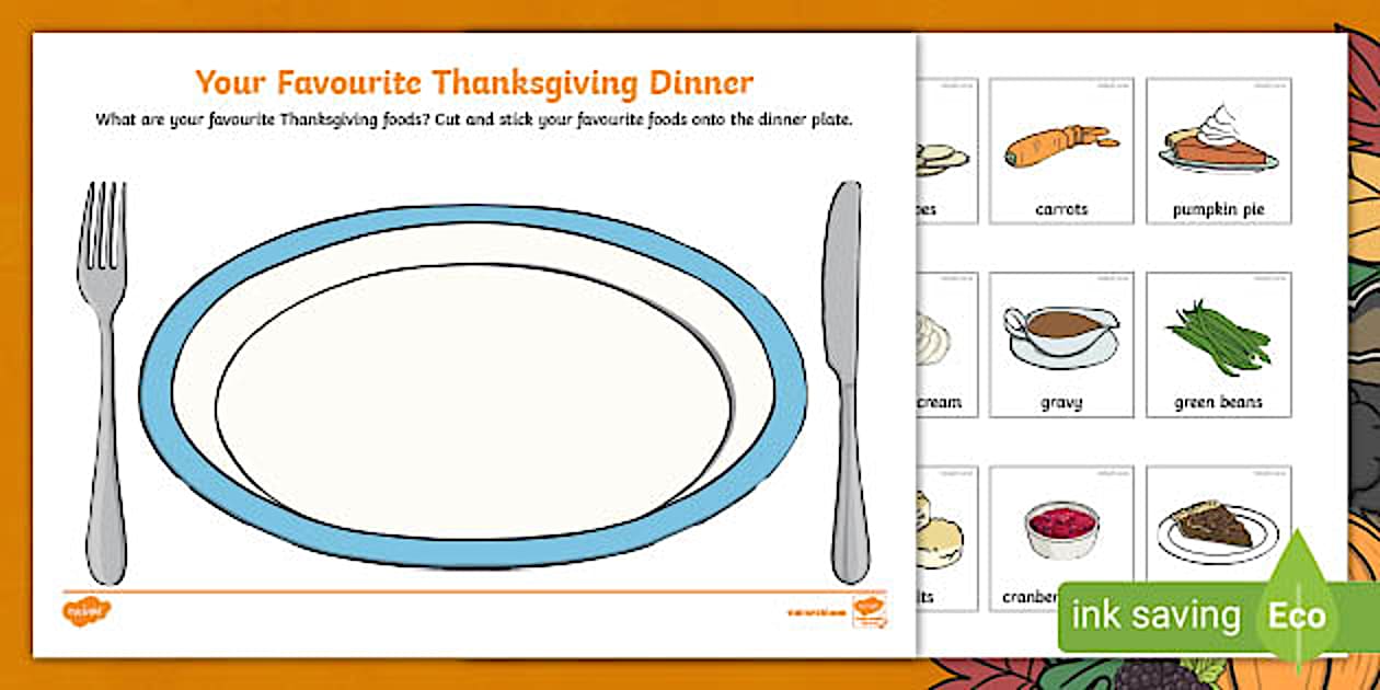 Your Favourite Thanksgiving Dinner Cut and Paste Activity