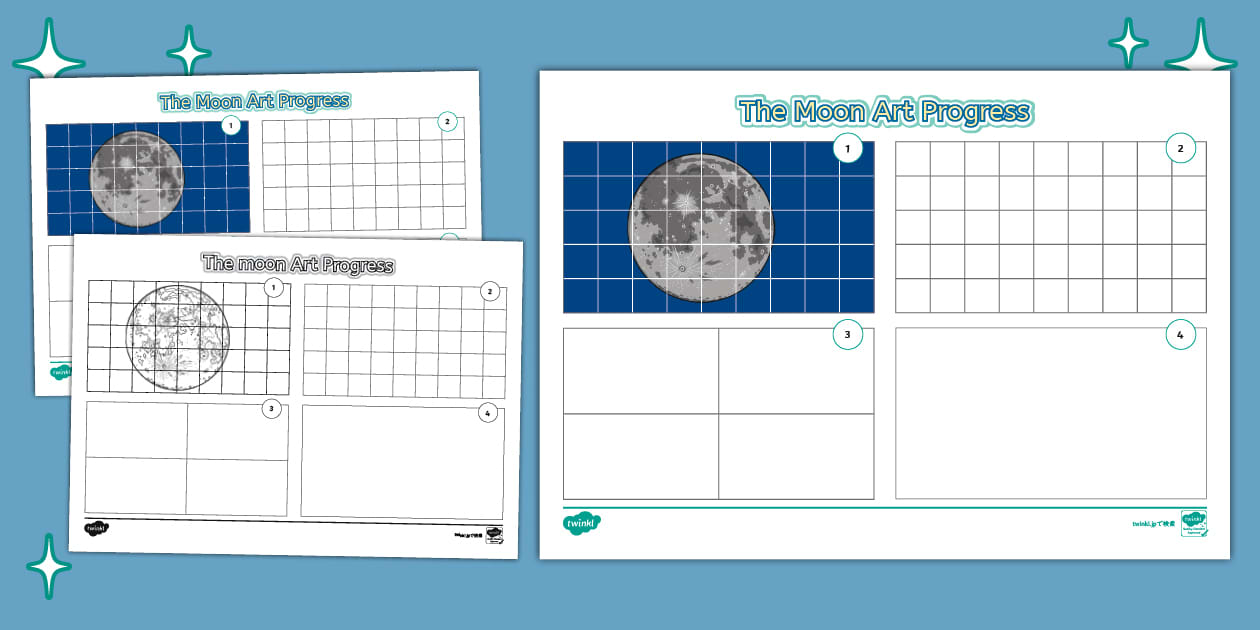 The Moon Art Progress Template (teacher made) - Twinkl