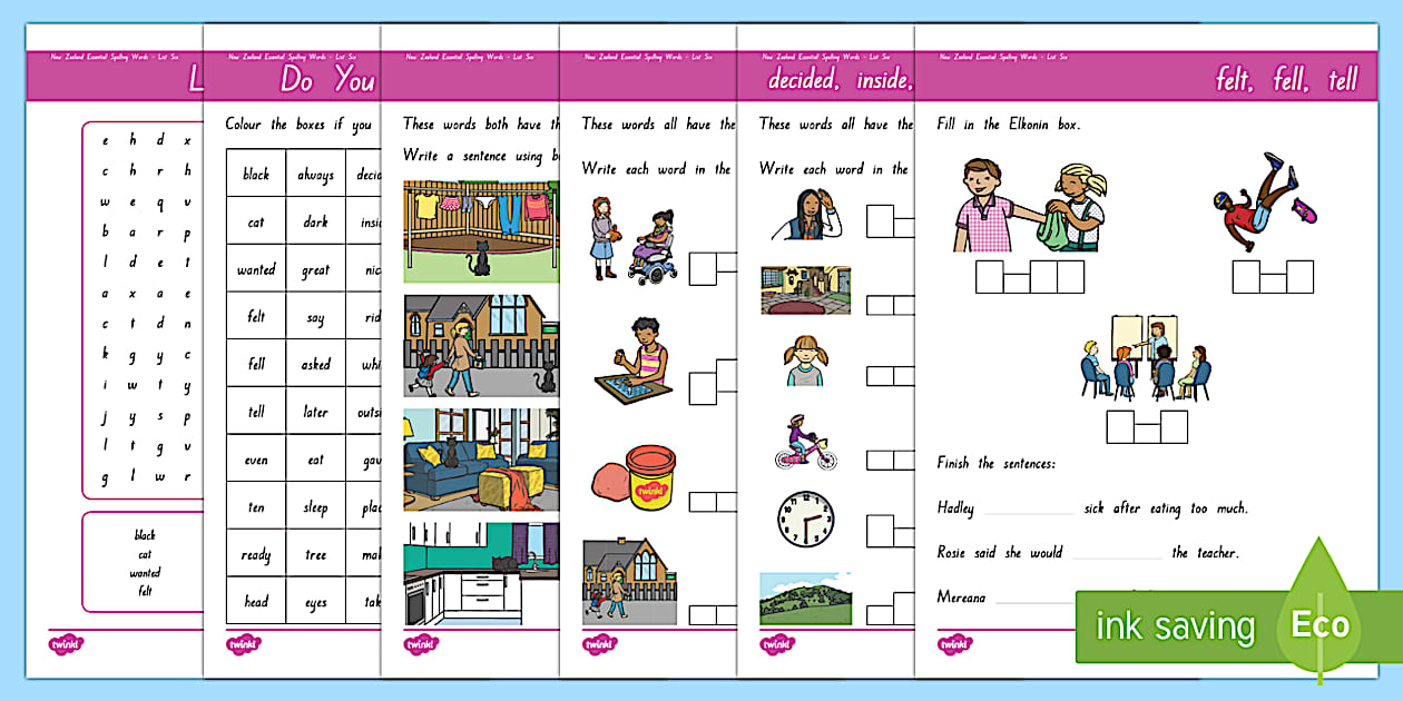 New Zealand Essential Spelling List 6 Worksheet / Worksheets