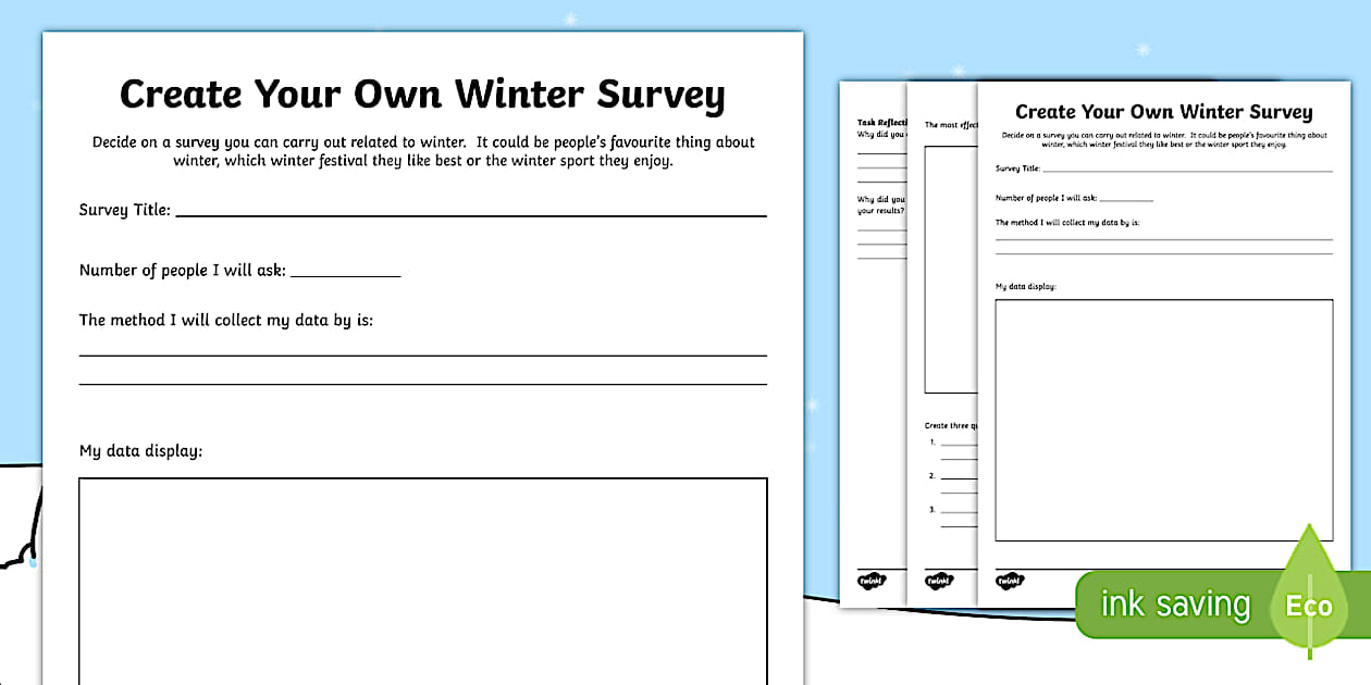 Create Your Own Winter Survey Worksheet / Worksheet - Twinkl