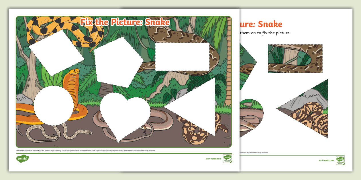 Fix the Picture: Snake-Themed Cutting Skills Activity