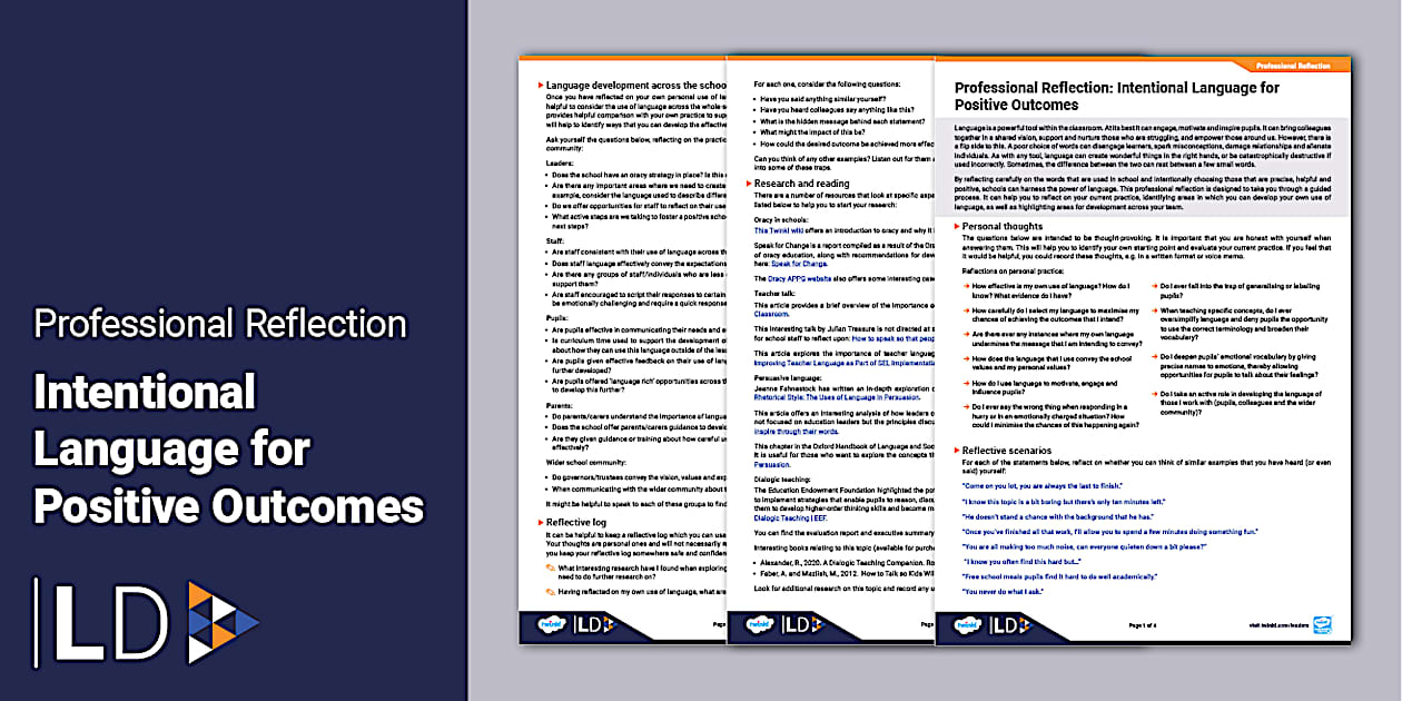 Professional Reflection: Intentional Language for Positive Outcomes