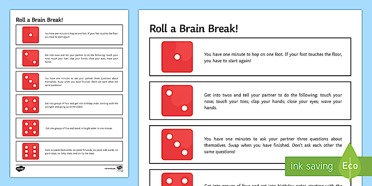 Black and White Sensory Break Game Worksheet (teacher made)