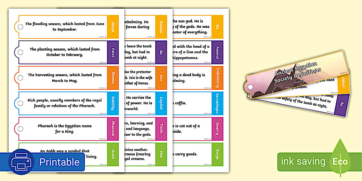 Ancient Egyptian Society Definitions Flip Booklet - Twinkl
