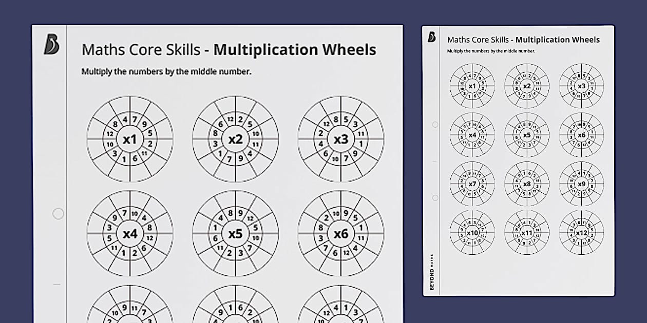 Maths Core Skills Review - Multiplication Wheels - Twinkl