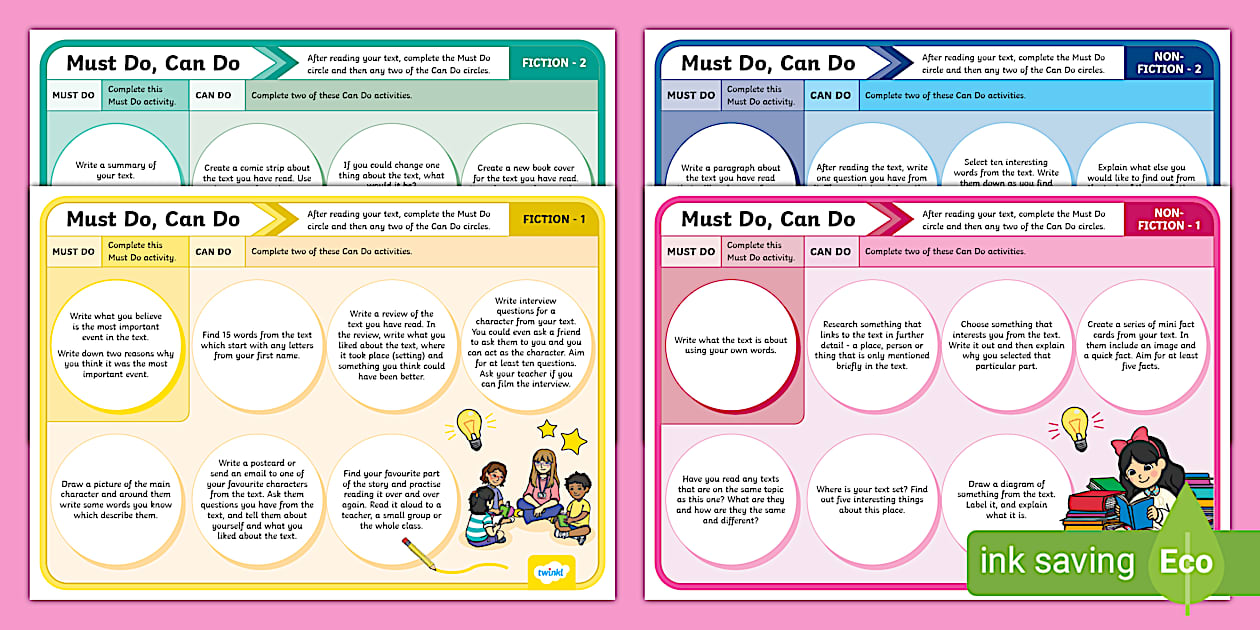 Reading Follow Ups - Must Do Can Do Year 3 and 4 - Twinkl