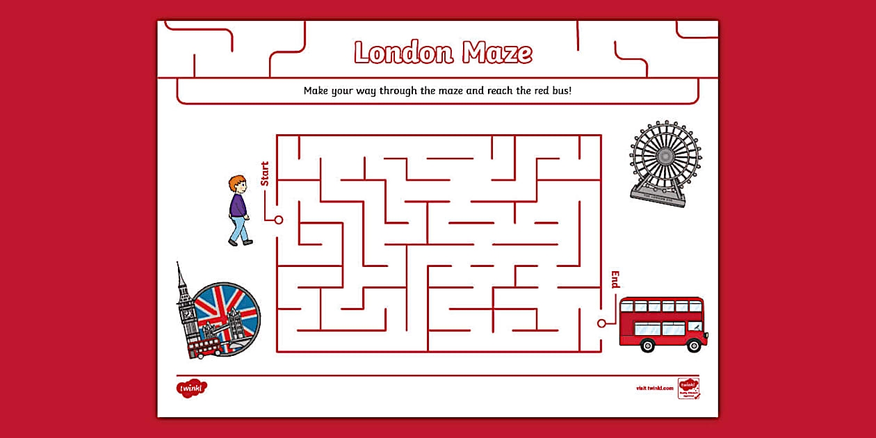 London Maze Activity Worksheet (teacher made) - Twinkl
