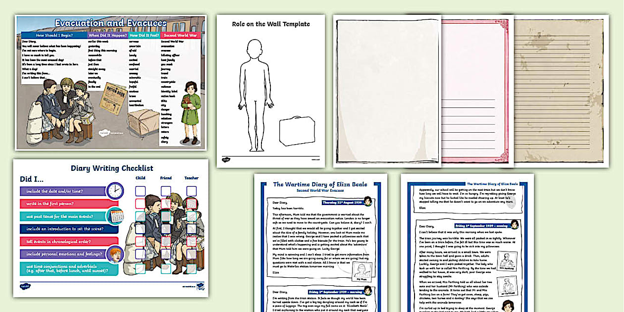 KS2 Second World War Evacuee Diary Writing Resource Pack