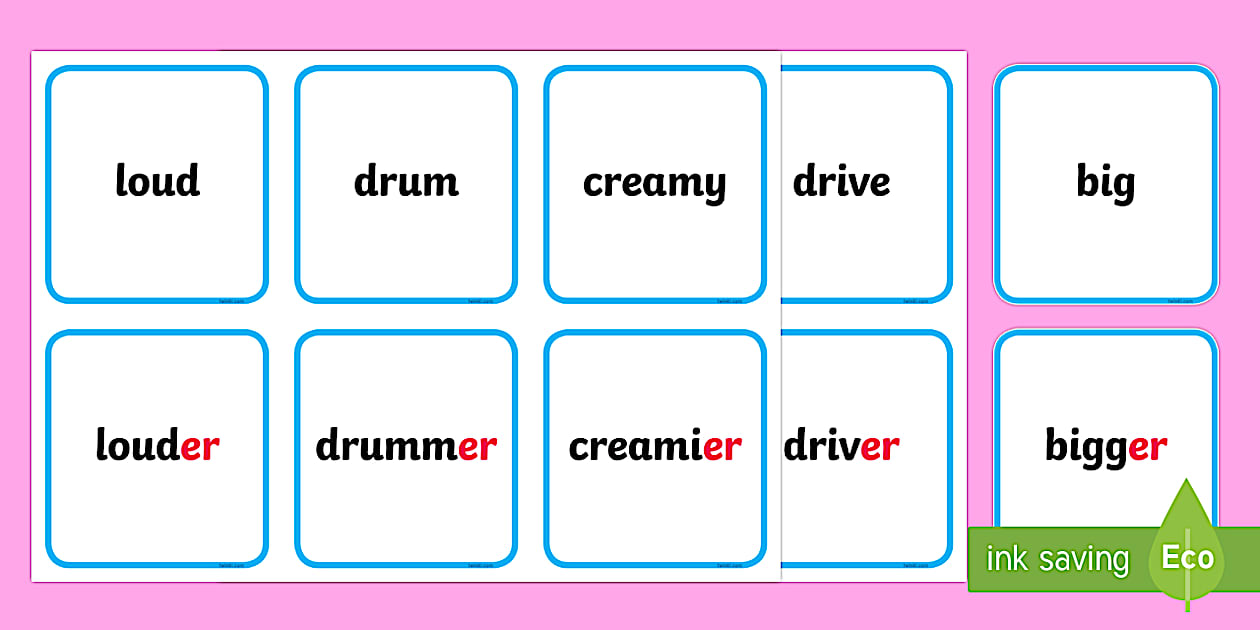 Cursive Suffix Matching Cards er - Twinkl