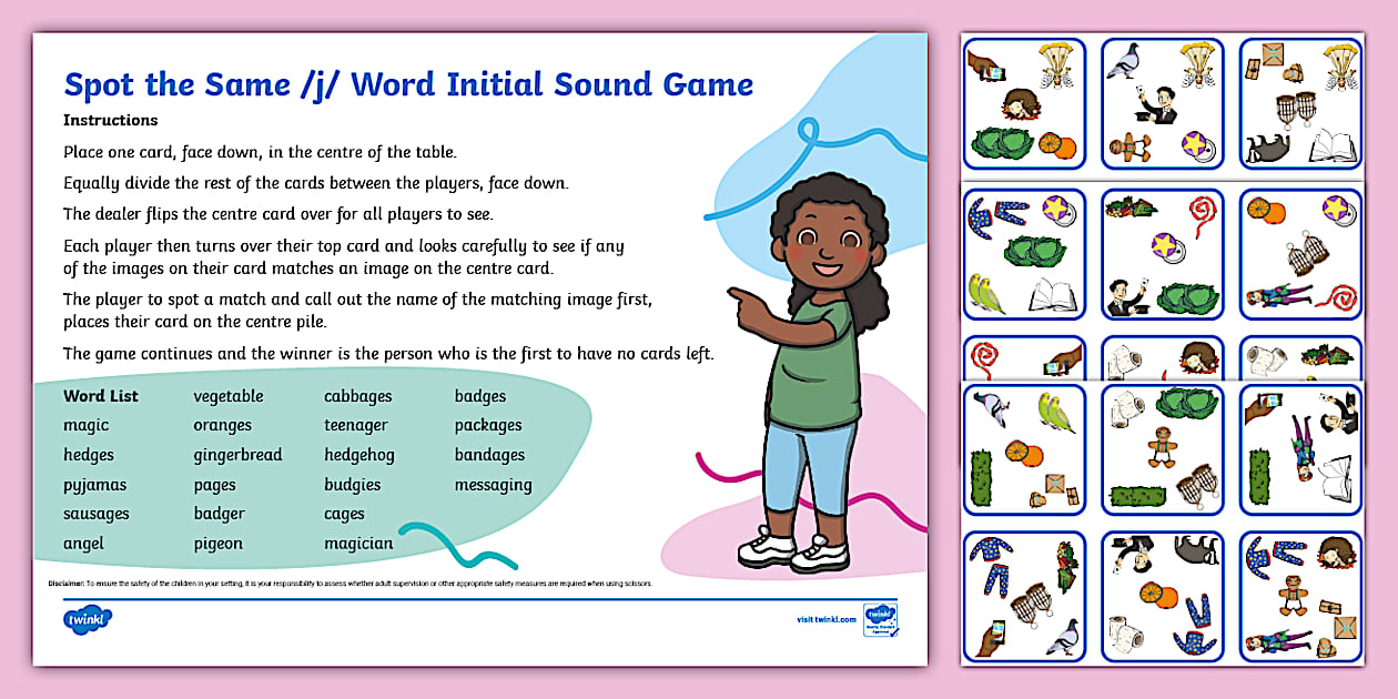 Spot the Same /j/ Word Medial Sound Game (teacher made)