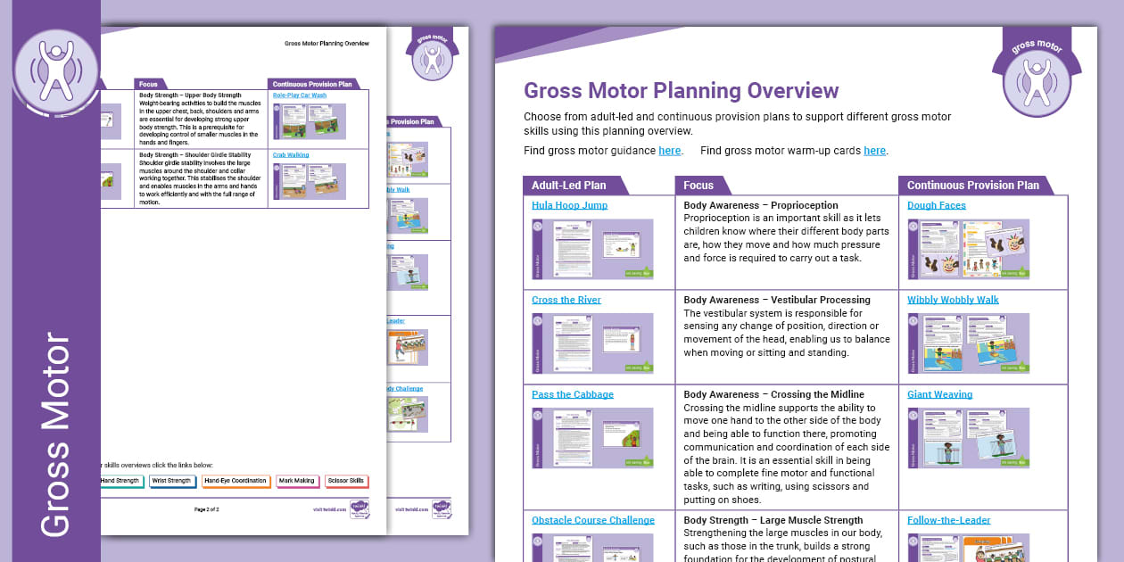 Fine Motor Skills Planning Overview: Gross Motor - Twinkl