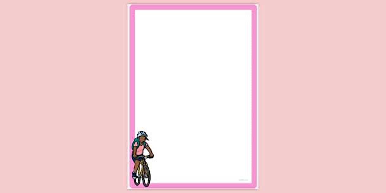 Girl Cycling Page Border | Page Borders | Twinkl - Twinkl