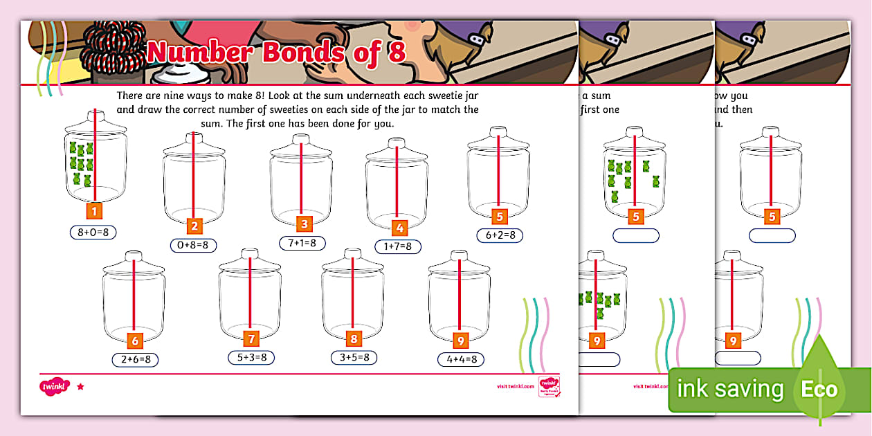 Number Bonds of Eight - Differentiated Activity Sheets