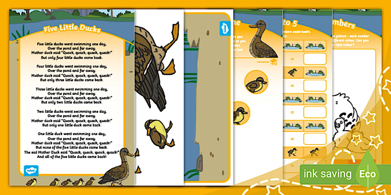Five Little Ducks Counting Song Pack (teacher made) - Twinkl