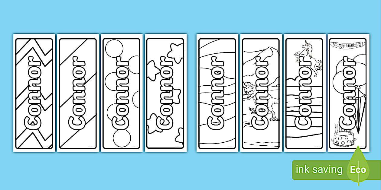Connor Name Simple Colouring Bookmarks (Teacher-Made)