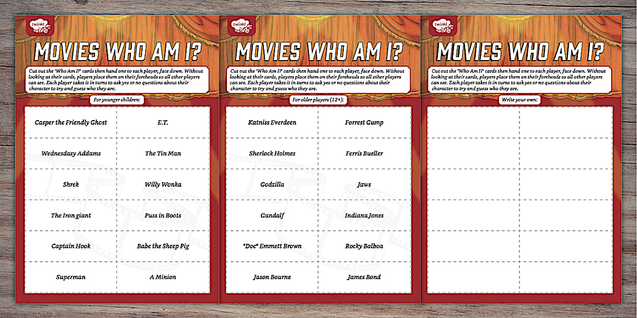 Movies Who Am I? | Twinkl Party (teacher made) - Twinkl
