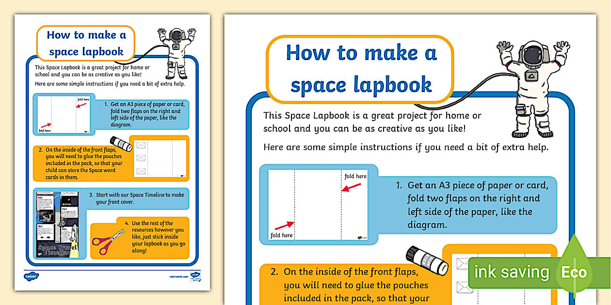 Black and White Space Lapbook Instructions - Twinkl