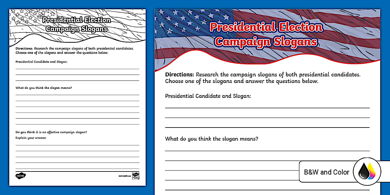 Presidential Election Campaign Slogan Worksheet - Twinkl