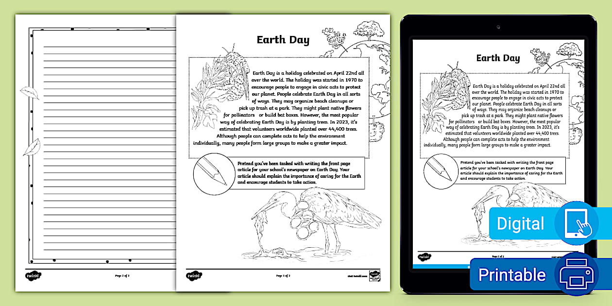 Fifth Grade Earth Day Writing Prompt (profesor hizo)