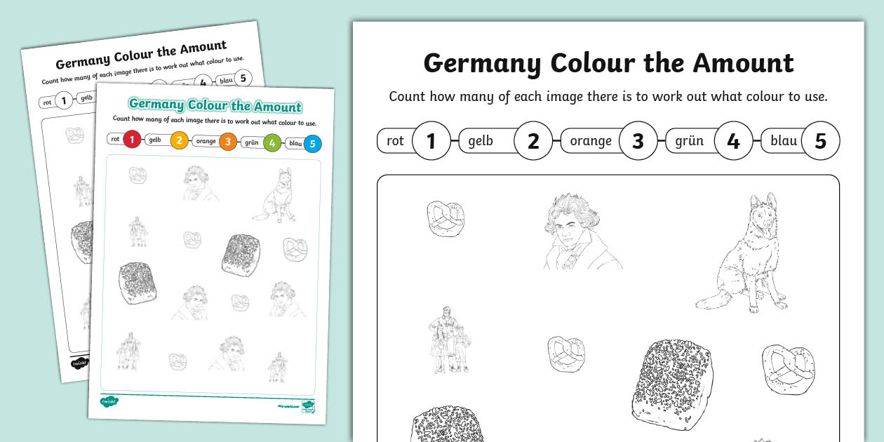 👉 Germany Colour the Amount Worksheet (teacher made)