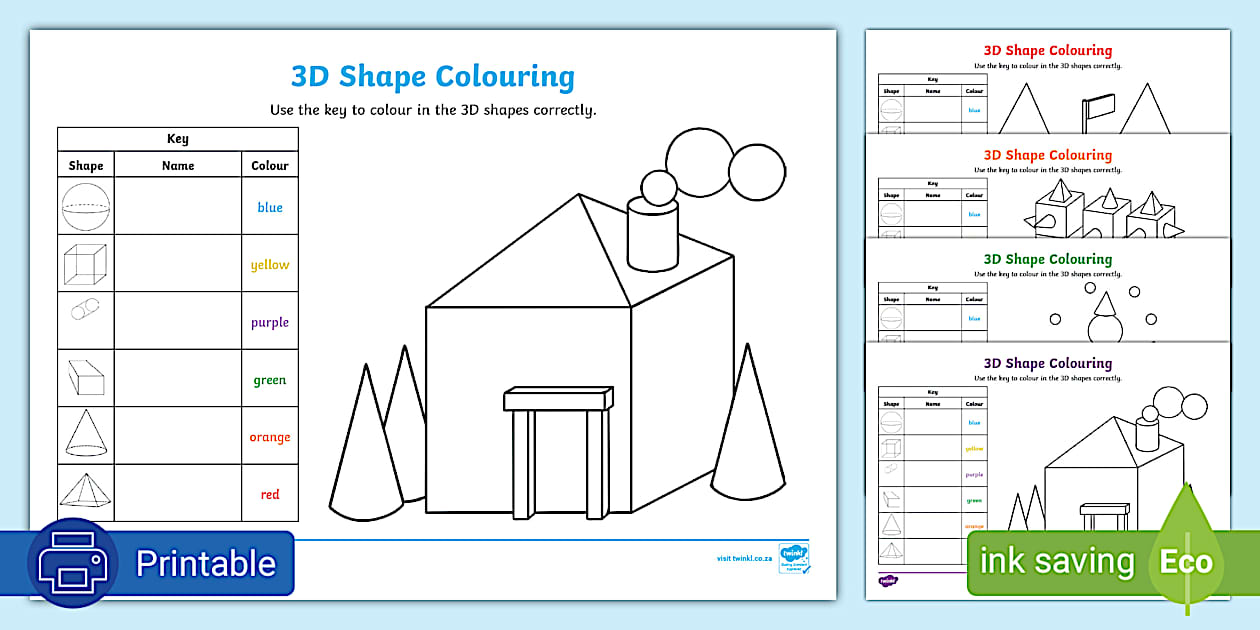 Colour By 3D Object Activity Sheet (teacher made) - Twinkl