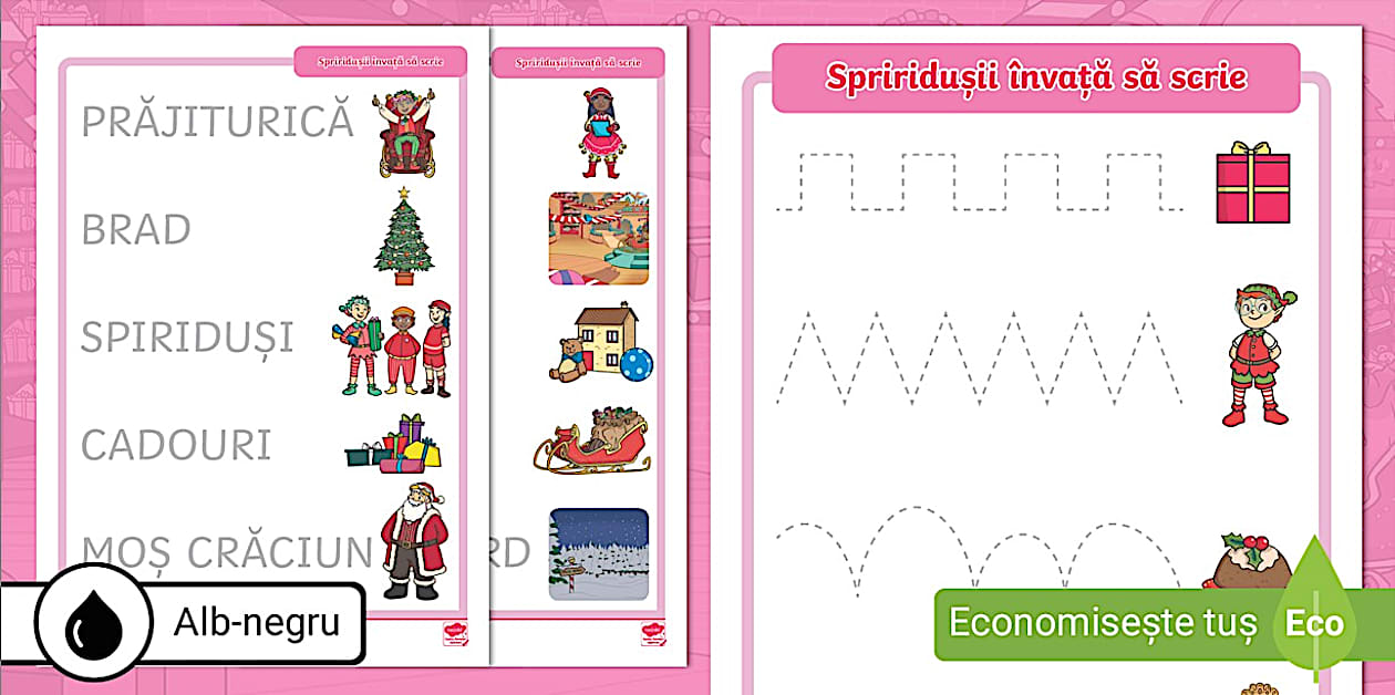 Spiridușii învață să scrie – Fișe de lucru - Twinkl