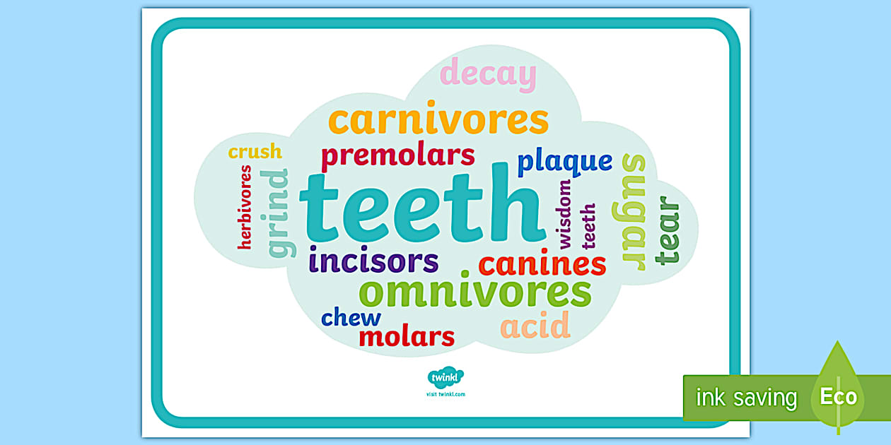 Teeth Word Cloud Display Posters (teacher made) - Twinkl