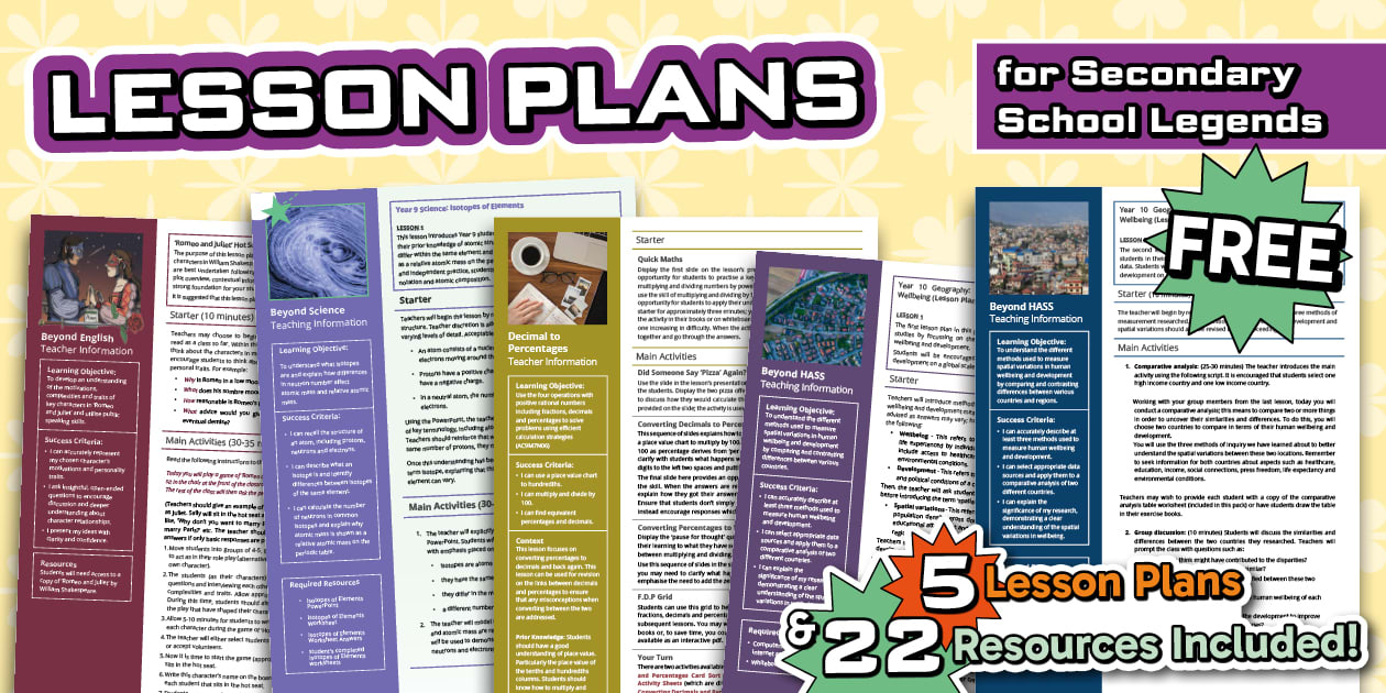 Lesson Plans for Secondary School Legends | Free Sample Pack