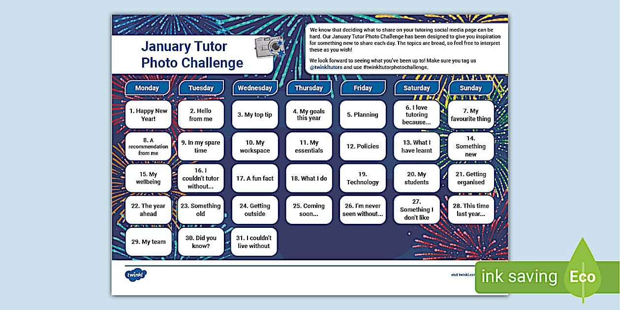 January Tutor Photo Challenge (teacher made) - Twinkl