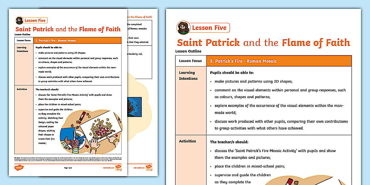 Saint Patrick Flame Faith Shared Education Lesson Plan Five