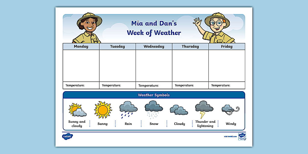Mia and Dan's Week of Weather Activity (teacher made)