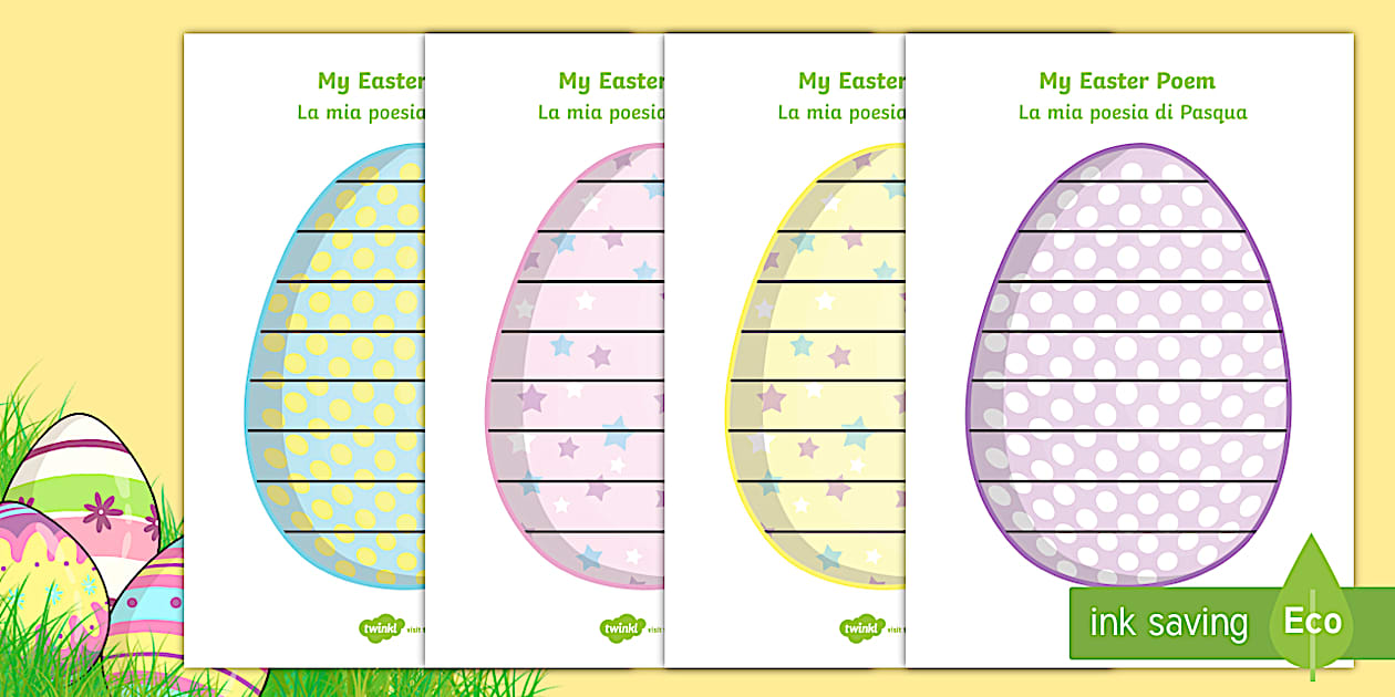 Easter Egg Shape Poetry Templates English/Italian - Easter Egg Shape Poetry