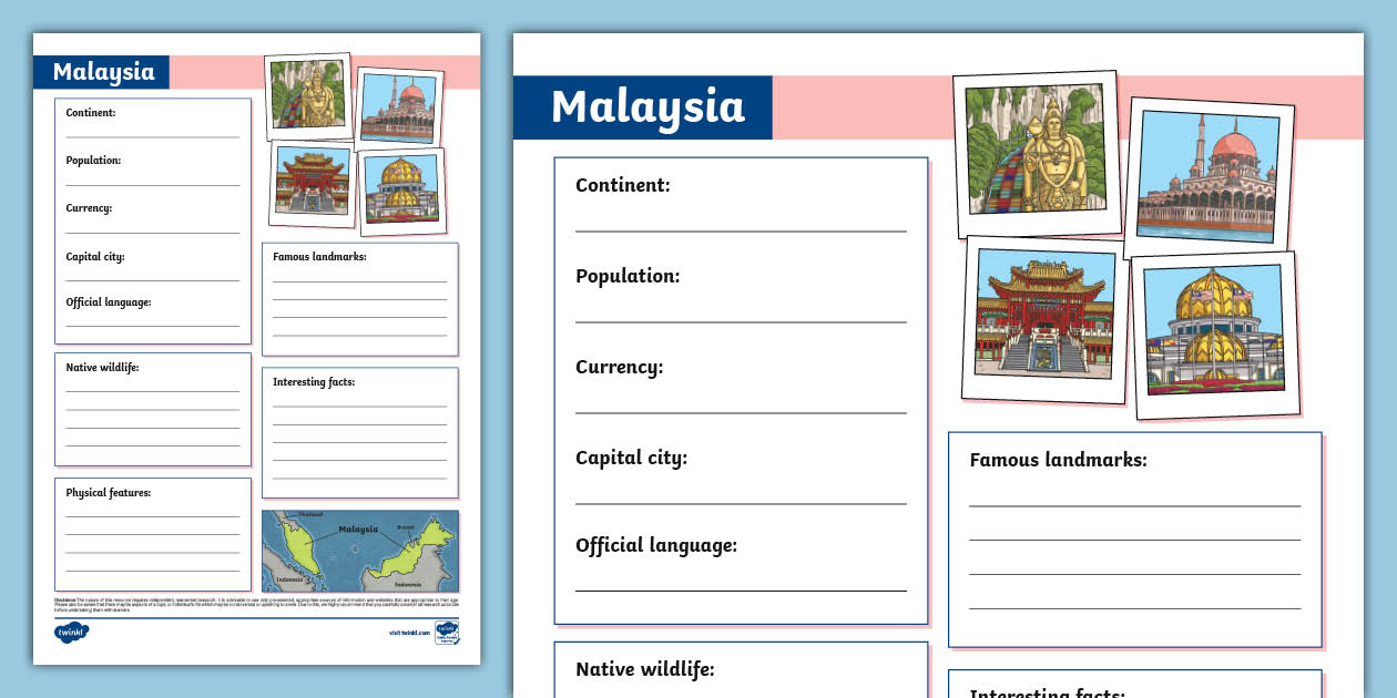 Malaysia Fact File Template - Twinkl Geography - Twinkl Malaysia Fact File Template - Twinkl Geography - Twinkl