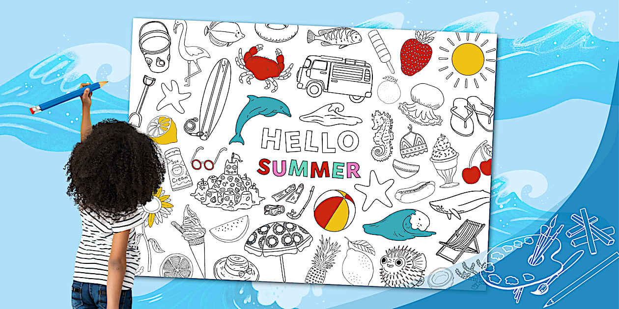 Hello Summer Colouring Activity Poster | Twinkl Art Gallery