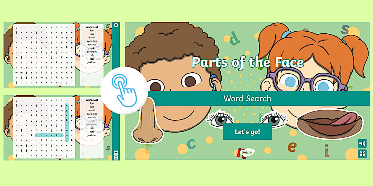 Parts of the Face Interactive Word Search - Twinkl
