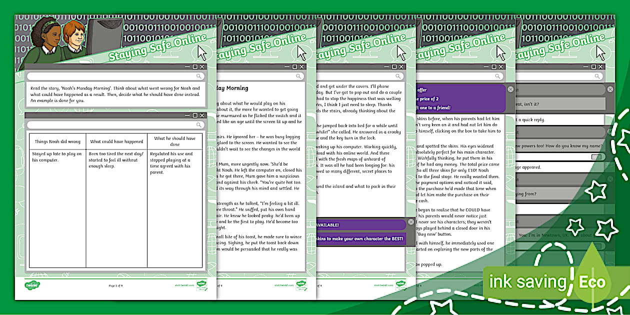 Staying Safe Online Story and Activities KS2 (teacher made)