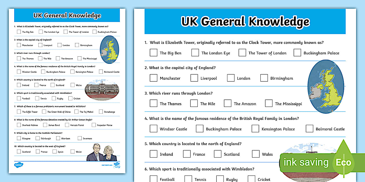 UK General Knowledge Quiz (teacher made) - Twinkl