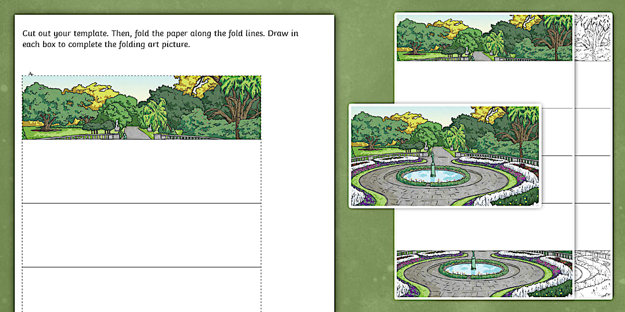 Garden Folding Art Template (teacher made) - Twinkl