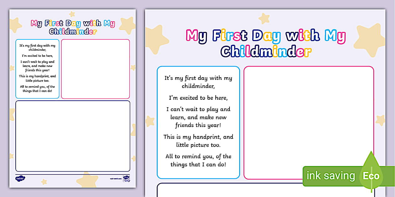 My First Day with My Childminder Handprint Poster - Twinkl