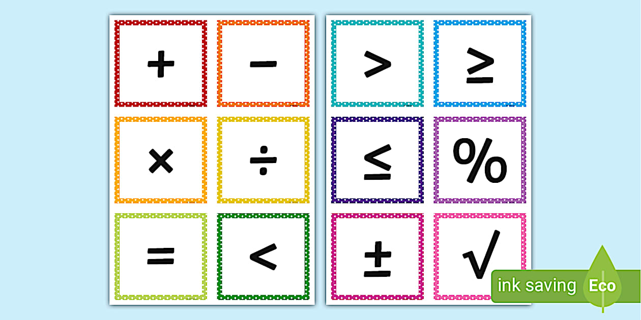 Maths Symbols Cards (teacher made) - Twinkl