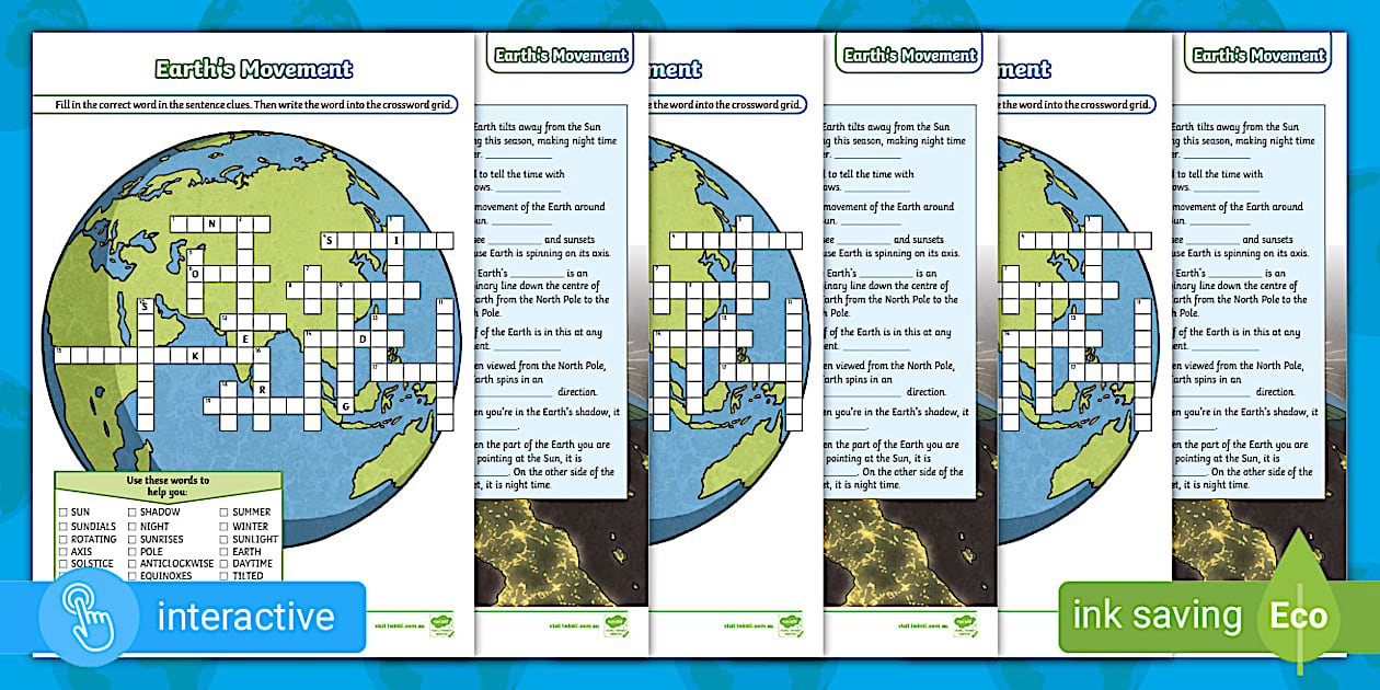 Earth's Movement Crossword (teacher made) - Twinkl