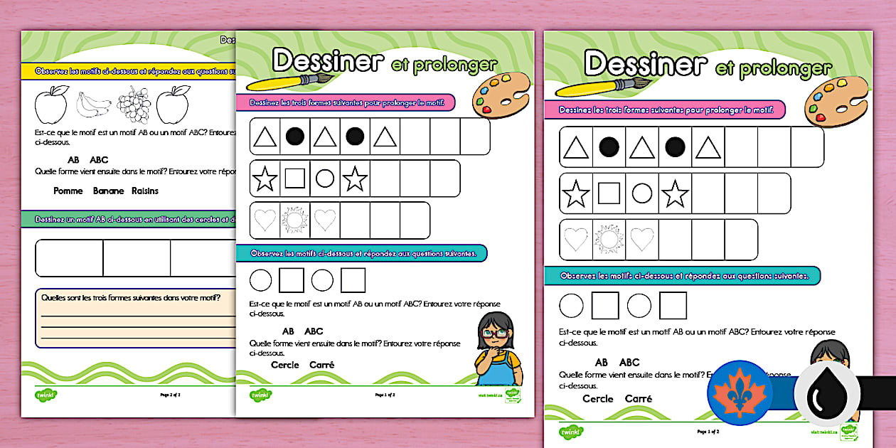 Grade 1 Algebra Worksheet 5 French (teacher made) - Twinkl