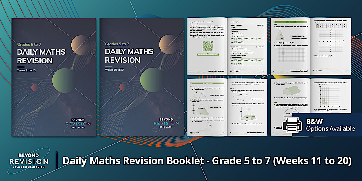 👉 Daily Maths Revision Booklet - Grade 5 to 7 (Weeks 11 to 20)