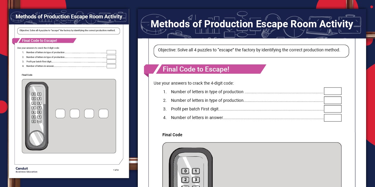 Methods of Production Escape Room Activity (Teacher-Made)