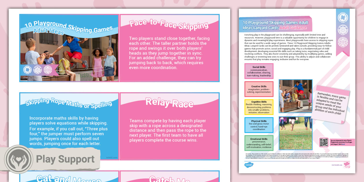 Playful Playgrounds - 10 Playground Skipping Games Cards