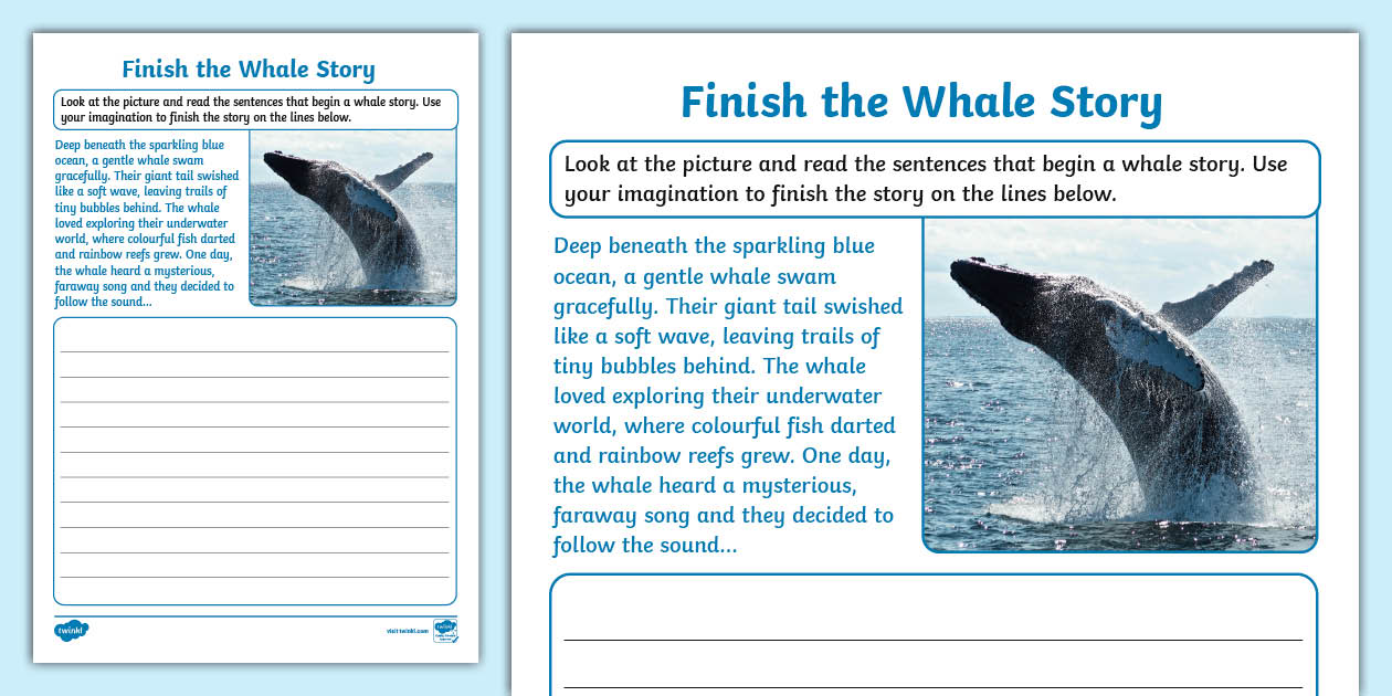 Finish the Whale Story Writing Template (Teacher-Made)