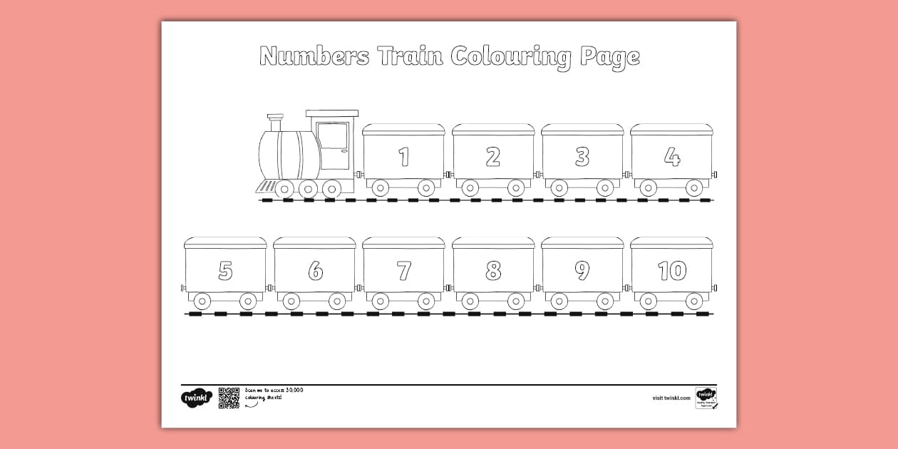 Numbers Train Colouring Page | Worksheet | Twinkl - Twinkl